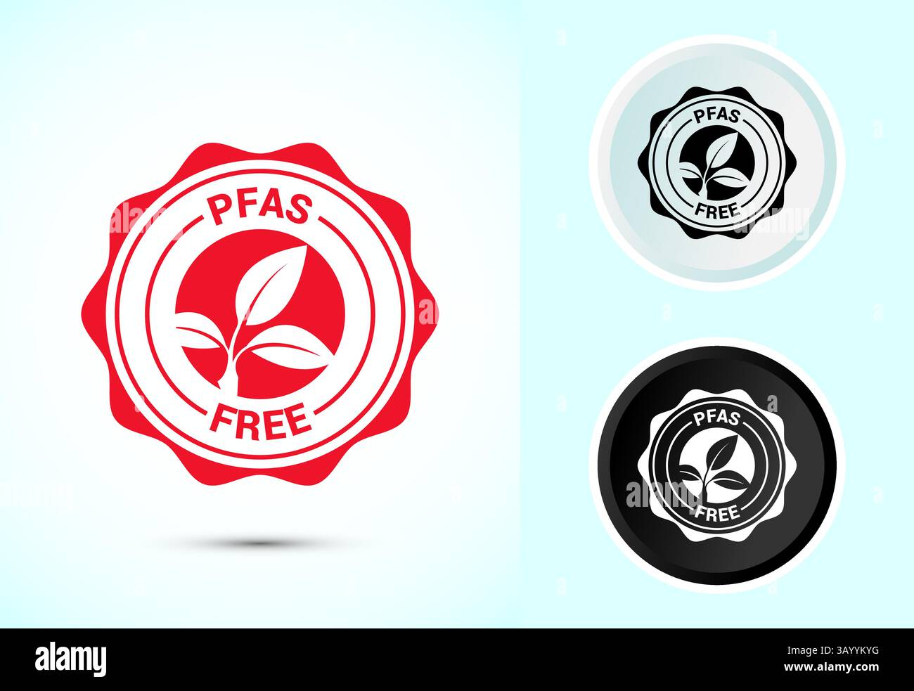PFAS free icon design illustration, PFAS free label, badge. Proper ...