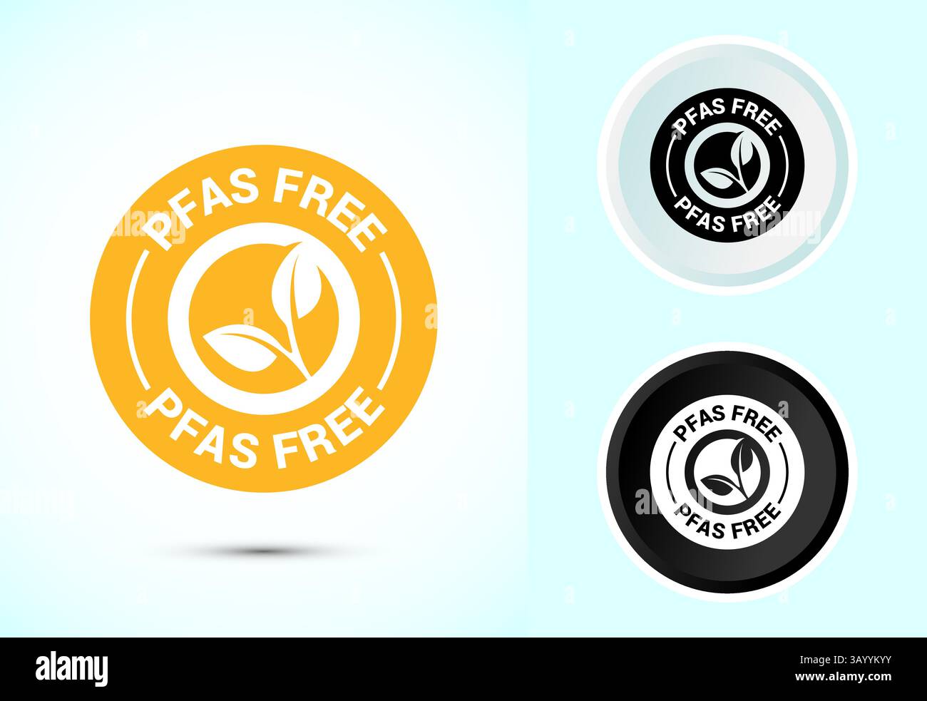 PFAS free icon design illustration, PFAS free label, badge. Proper ...