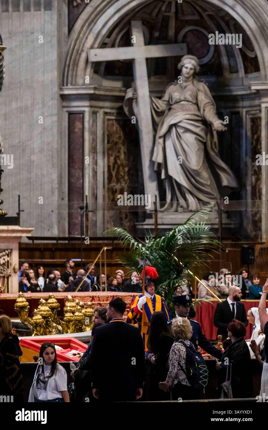 Pope Francis body is carried in a coffin into Saint Peter s Basilica at ...
