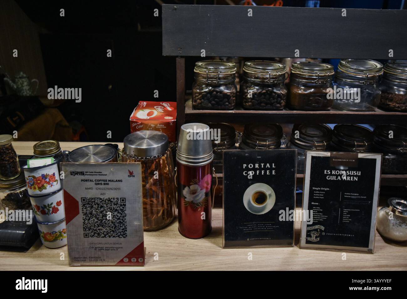 April 23, 2025, Malang, East Java, Indonesia: A coffee shop provides ...