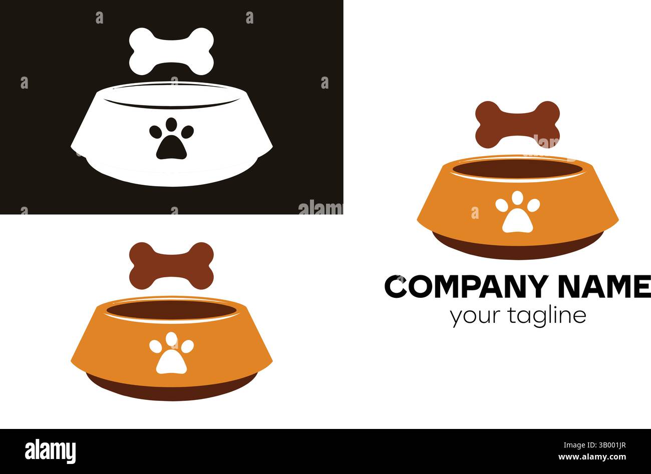 Classic Pet Food Bowl with Paw Print and Bone Logo Design for Pet ...