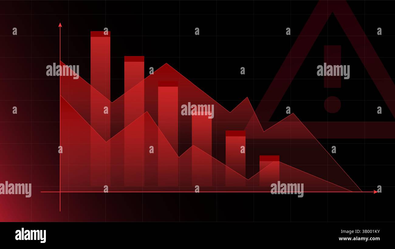 Stylized bar and line chart fades into black grid background with ...