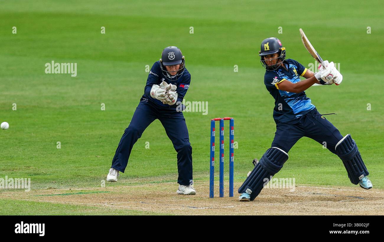 Birmingham, UK. 23rd Apr, 2025. #8, Davina Perrin of Warwickshire in ...