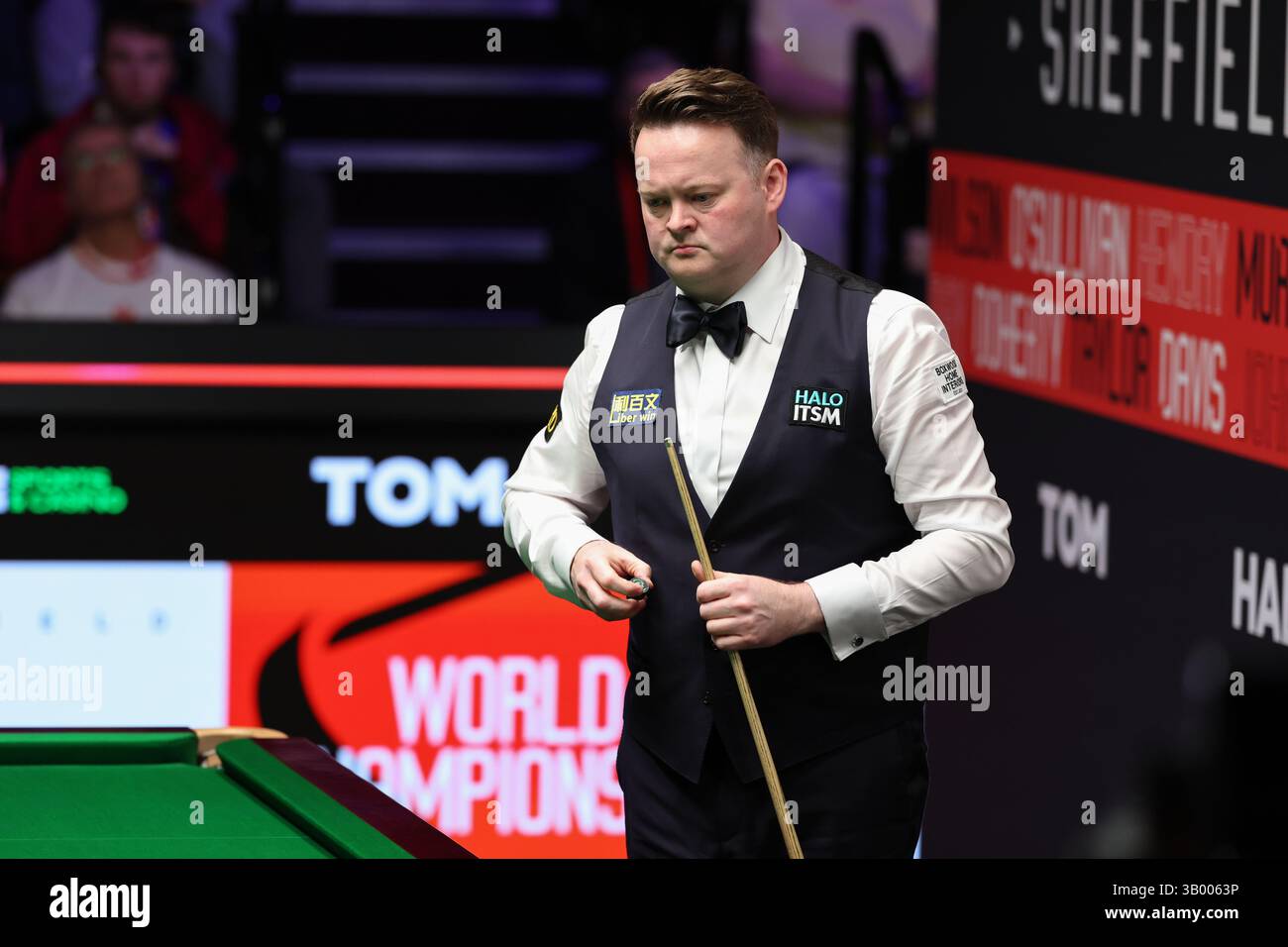 Sheffield, Britain. 23rd Apr, 2025. Shaun Murphy reacts during the ...
