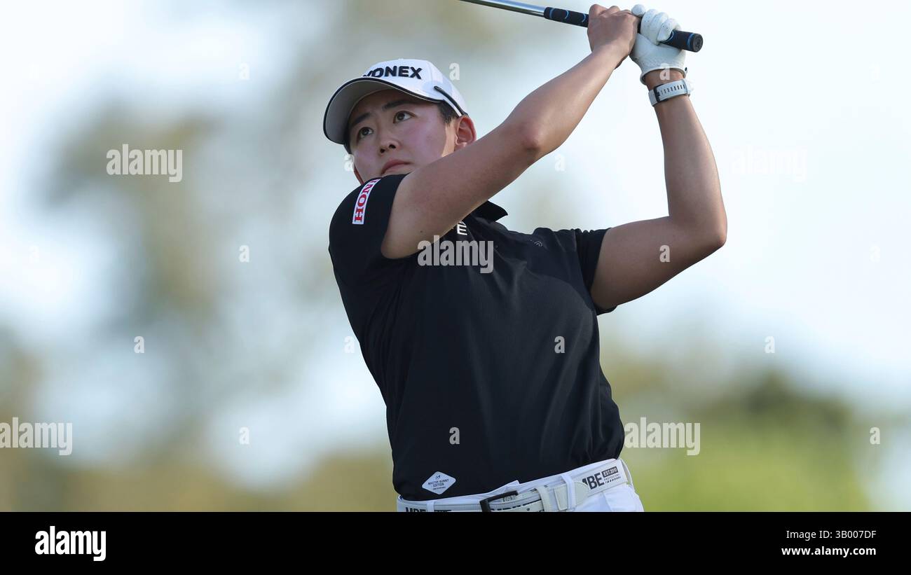 Akie Iwai hits from the seventeenth tee during the final round of the ...
