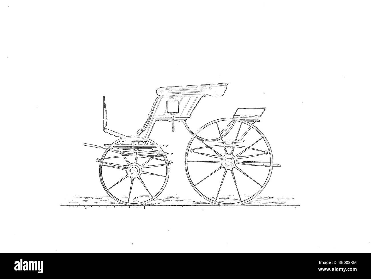 A vintage carriage with elegantly curved lines and large wheels, set ...