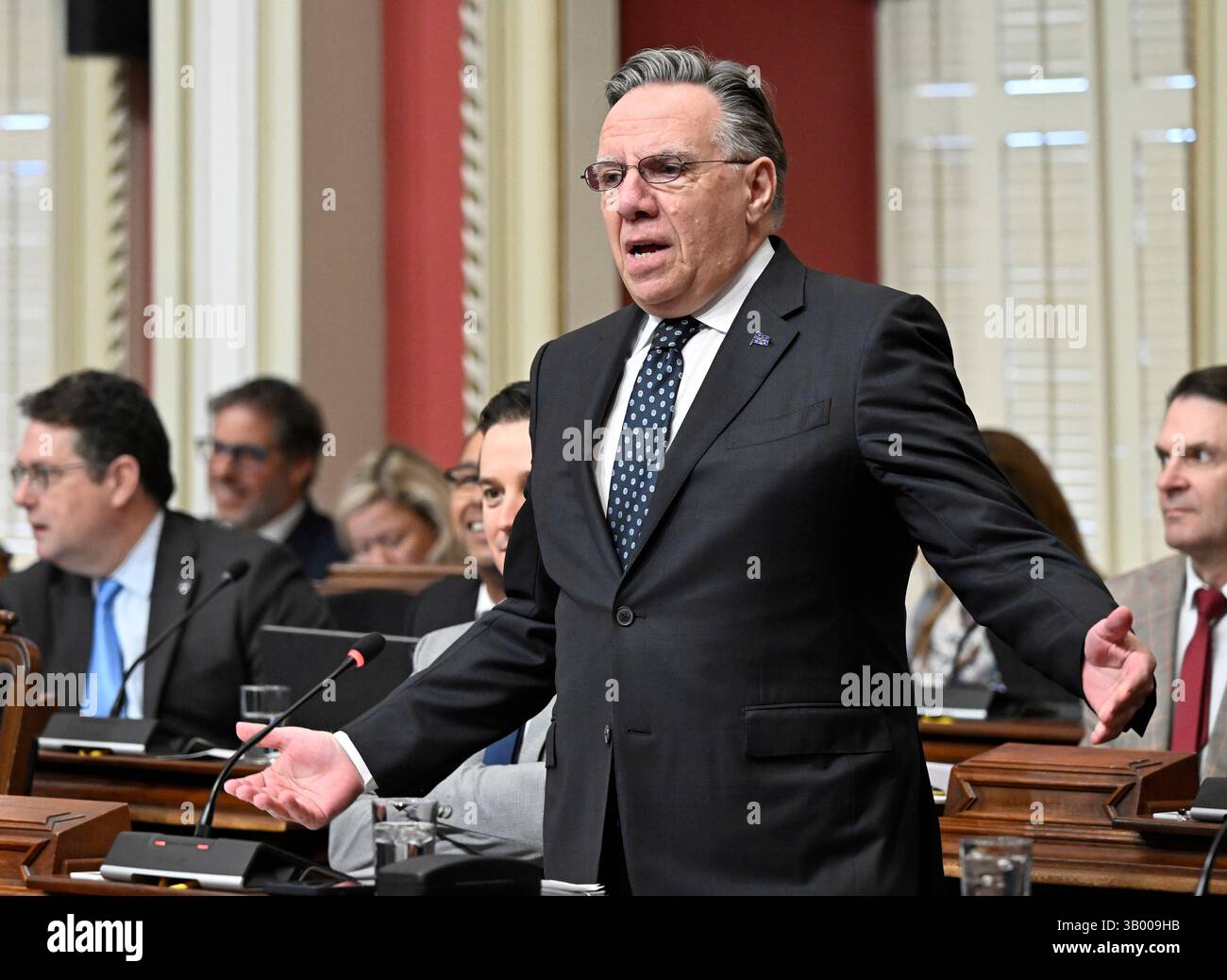 Quebec, Canada. 23rd Apr, 2025. Quebec Premier Francois Legault ...