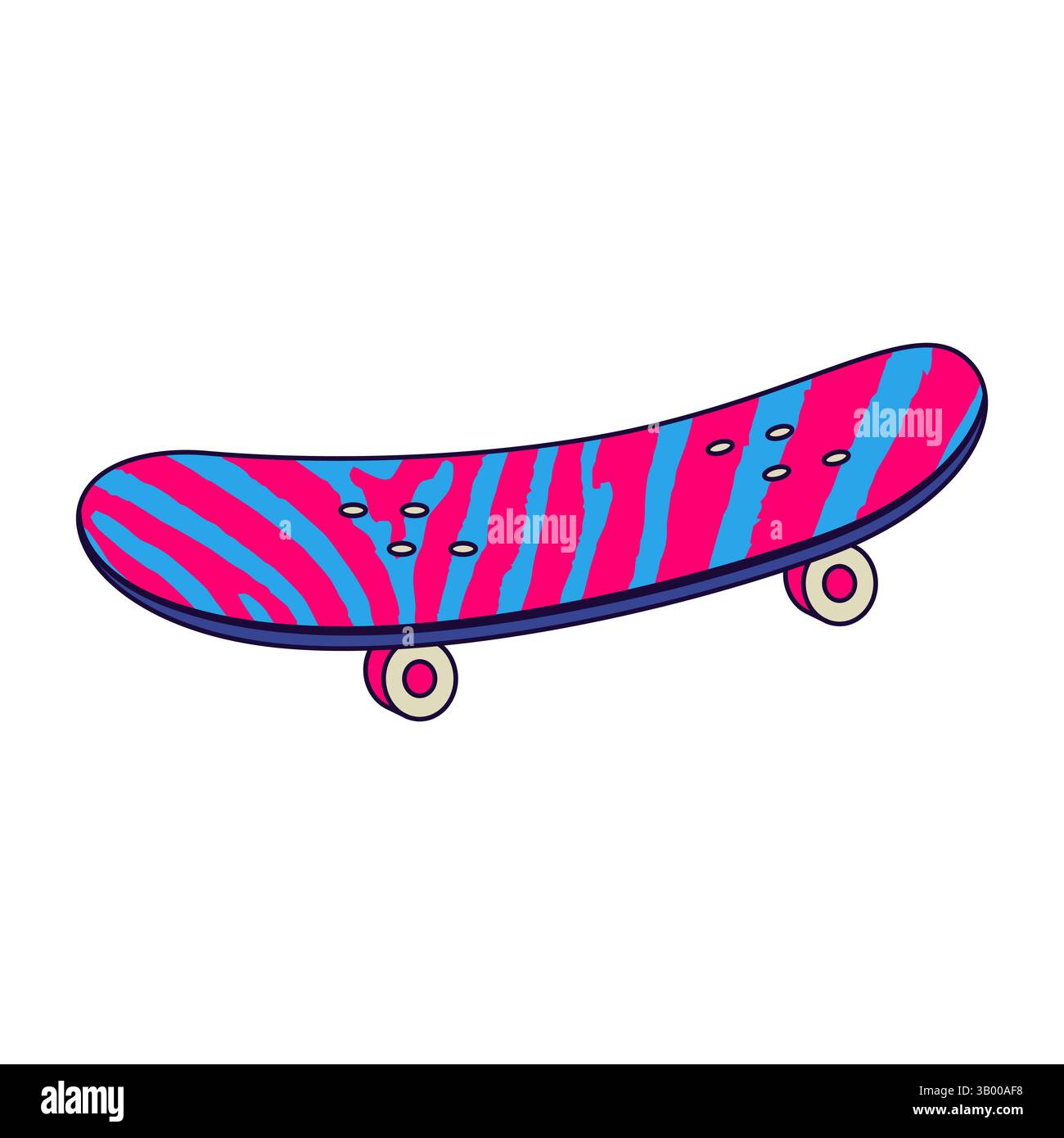 Vector icon of 90s skateboard or popart skating board sign. Retro ...