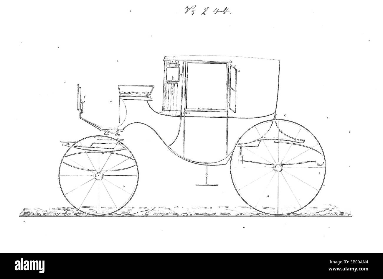 A vintage carriage is depicted with illuminated lines, showcasing its ...