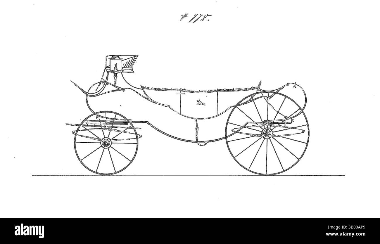 A vintage carriage with elegant curves and intricate wheel designs, set ...