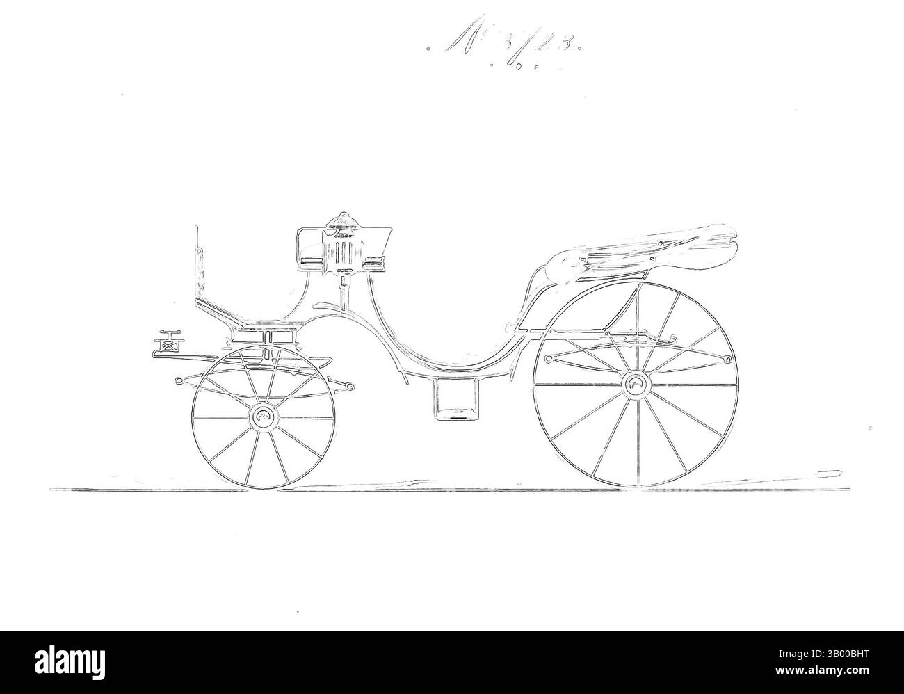 A stylized depiction of a vintage carriage, featuring intricate details ...