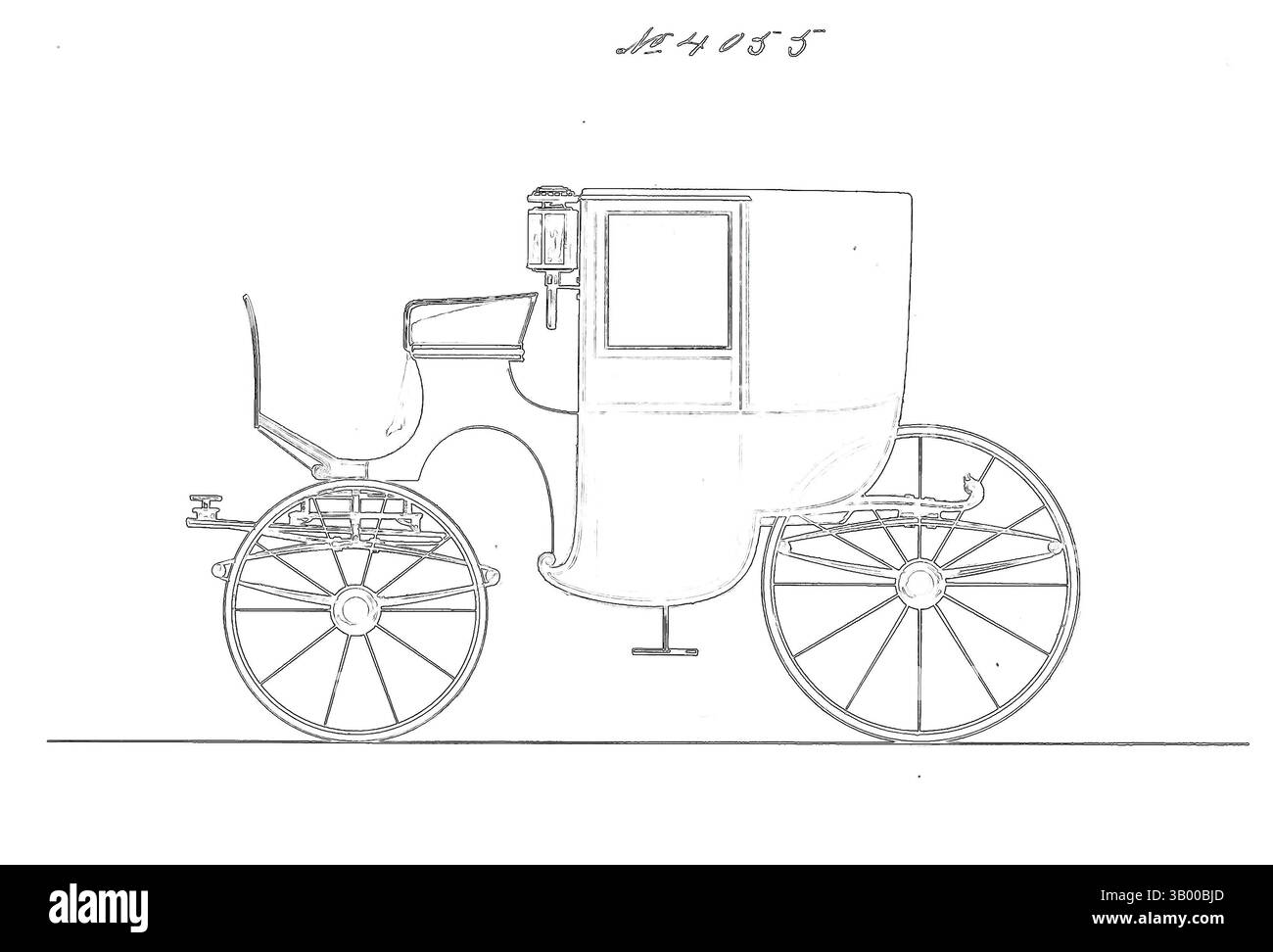 A vintage carriage with ornate wheels and detailing, illuminated by ...