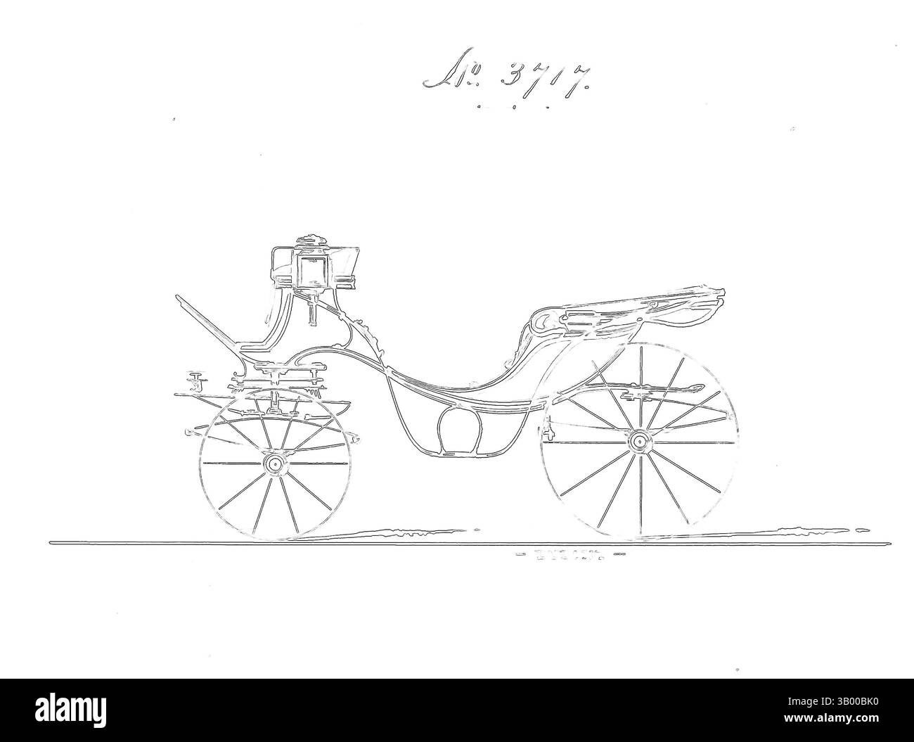 A stylized depiction of an ornate carriage with intricate wheels ...