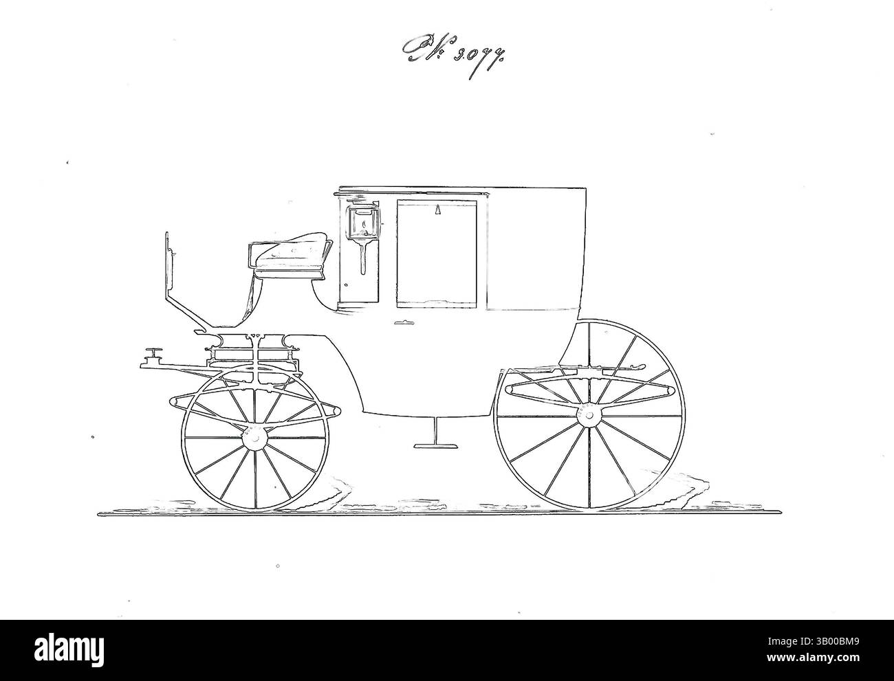 A stylized illustration of a vintage carriage, featuring intricate ...