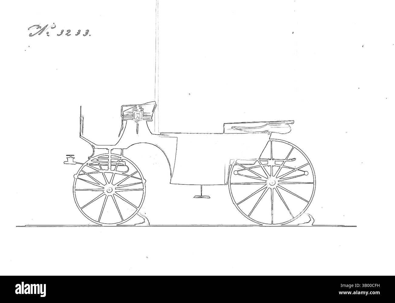 A stylized representation of a vintage carriage features intricate ...