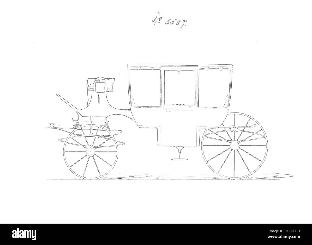 A stylized carriage features intricate wheels and elegant lines ...