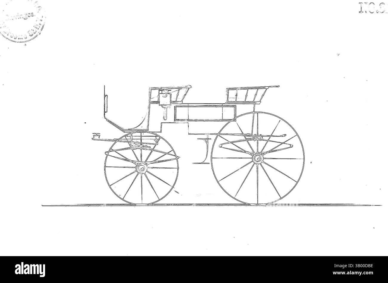 A stylized representation of an antique wagon, featuring intricate ...