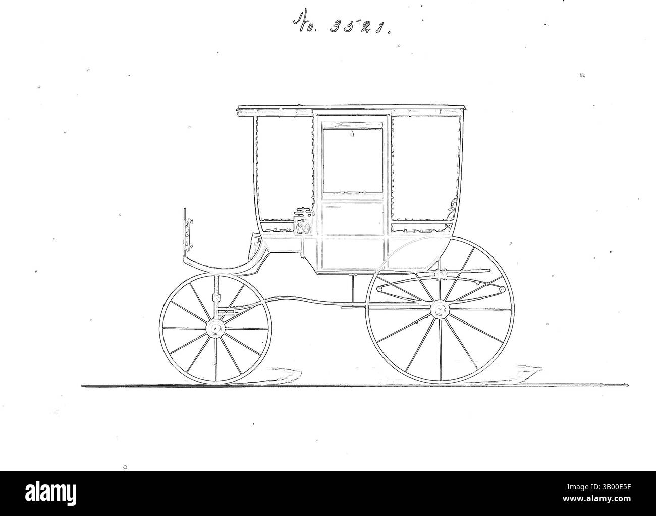 A stylized representation of a vintage carriage, featuring intricate ...