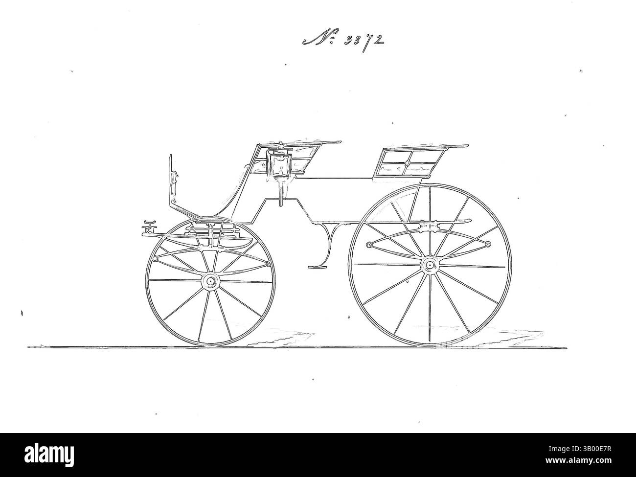 A vintage carriage with intricate wheels and a distinctive silhouette ...