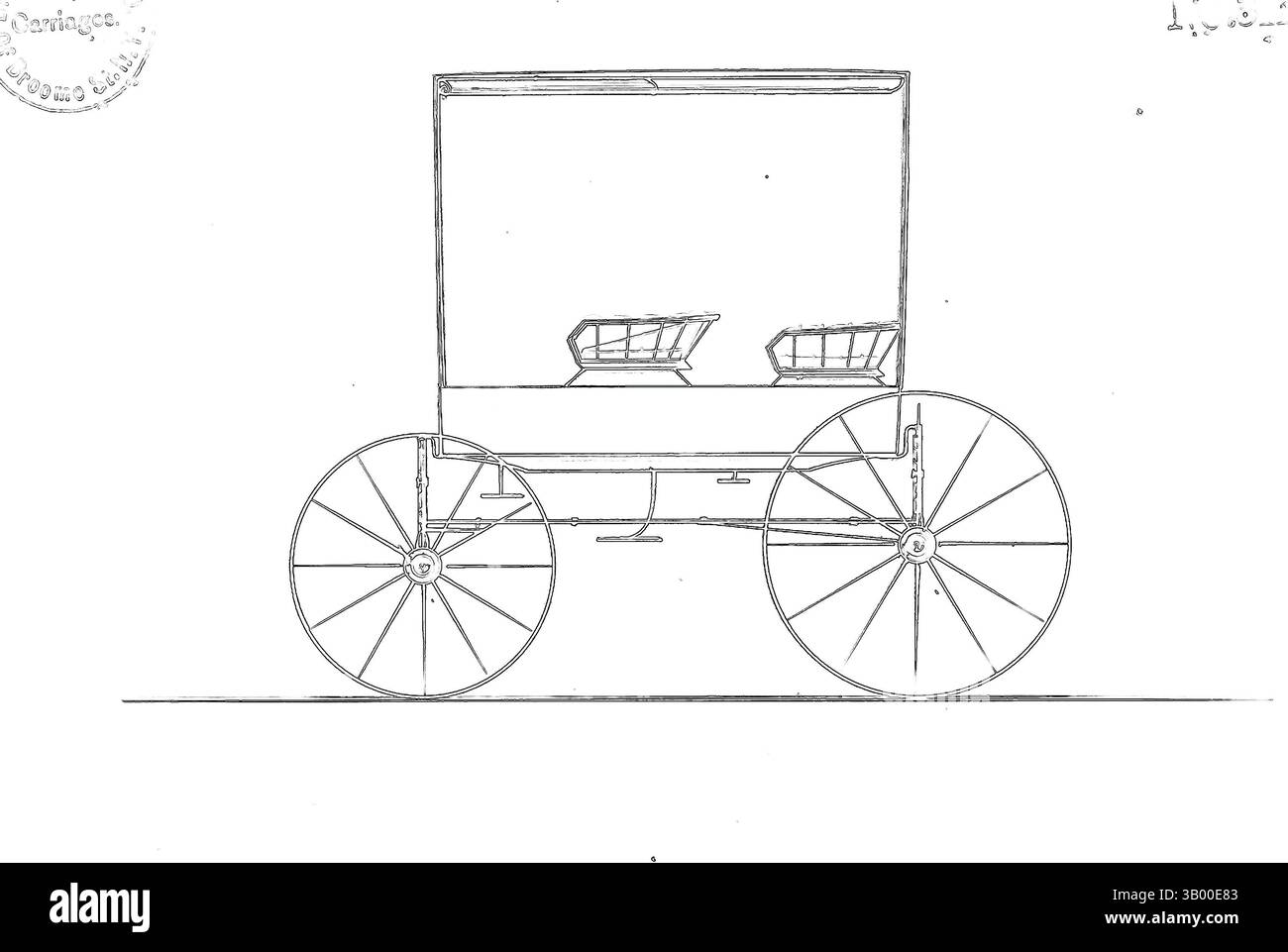 A stylized representation of a vintage carriage, featuring distinct ...
