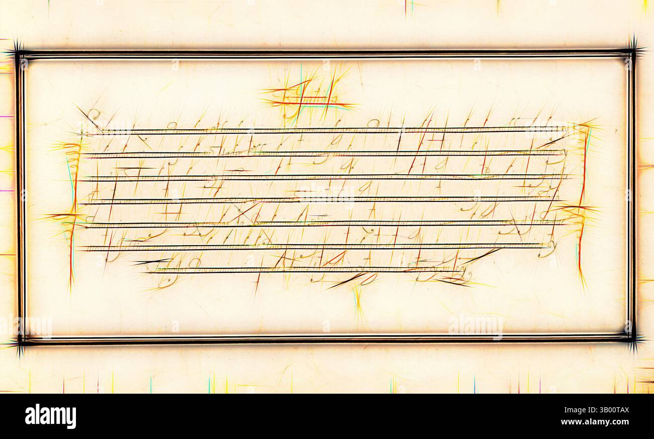 An abstract composition featuring a series of faint lines that appear ...