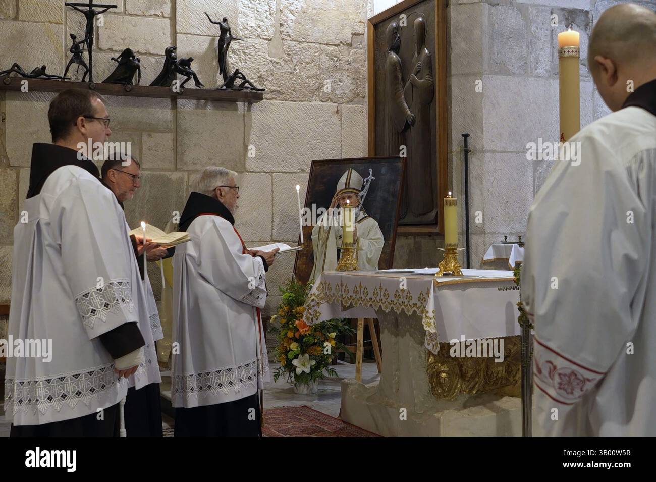 JERUSALEM - APRIL 21: Catholic priests take part in a daily mass ...