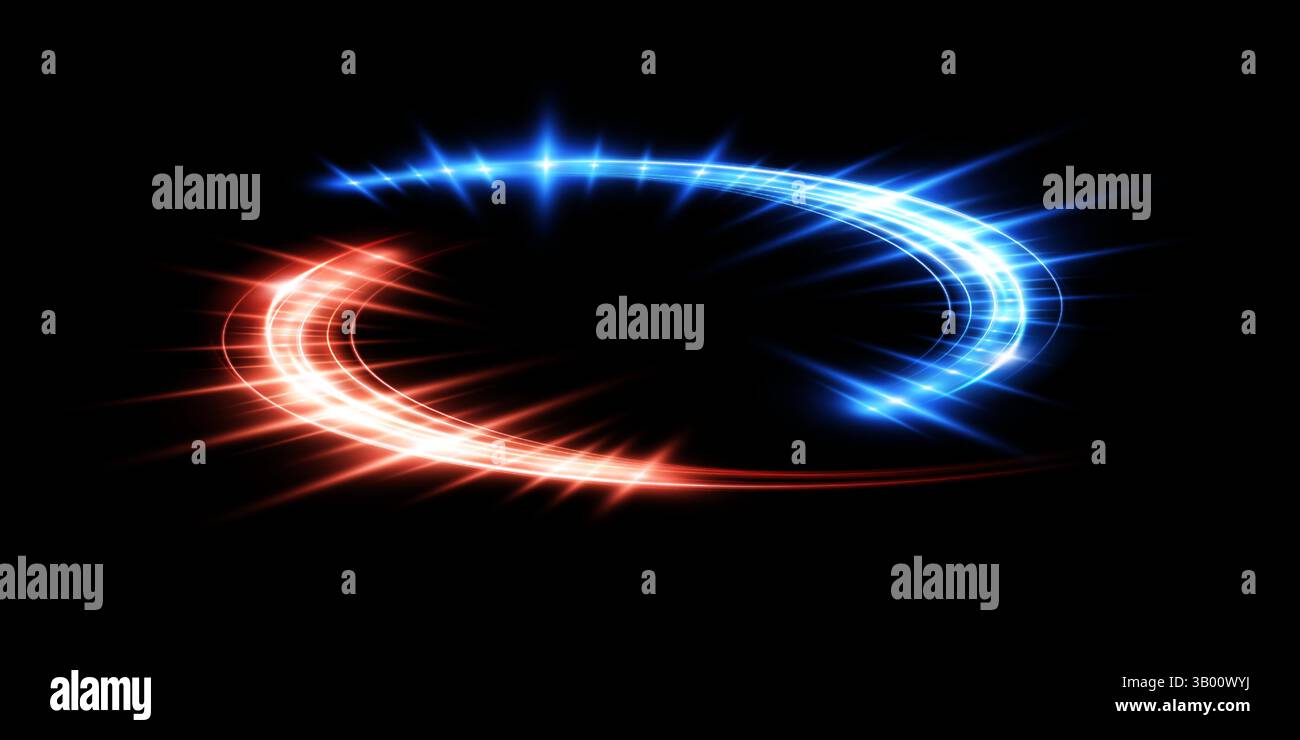 Dynamic Blue and Red Swirling Lights on a Deep Black Background ...