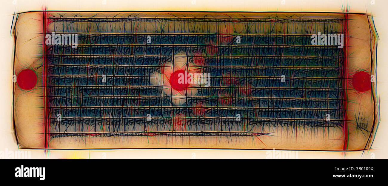 An ancient manuscript showcases intricate calligraphy with rich ...