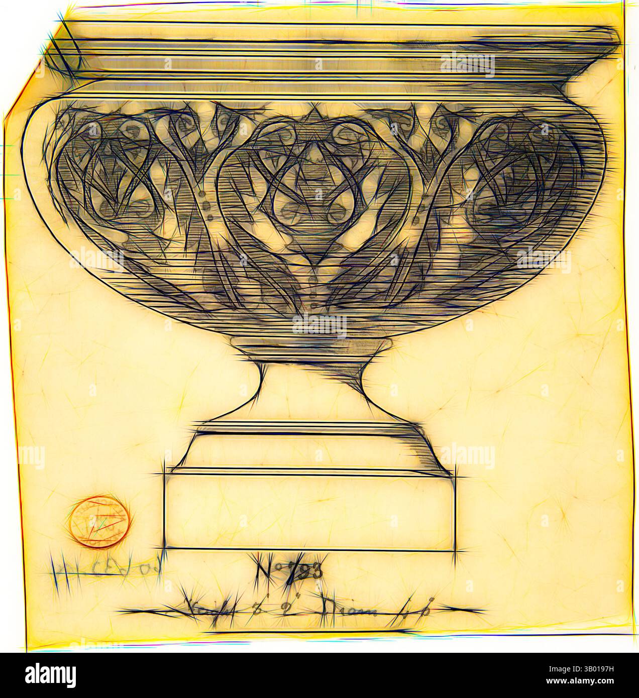 A beautifully intricate urn featuring ornate floral and vine patterns ...