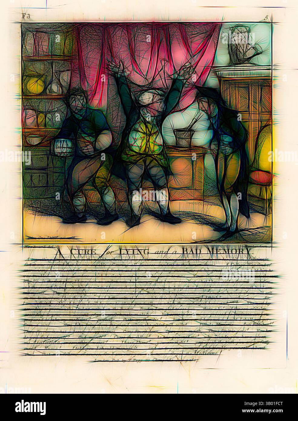 A whimsical scene depicting three figures engaged in a lively ...