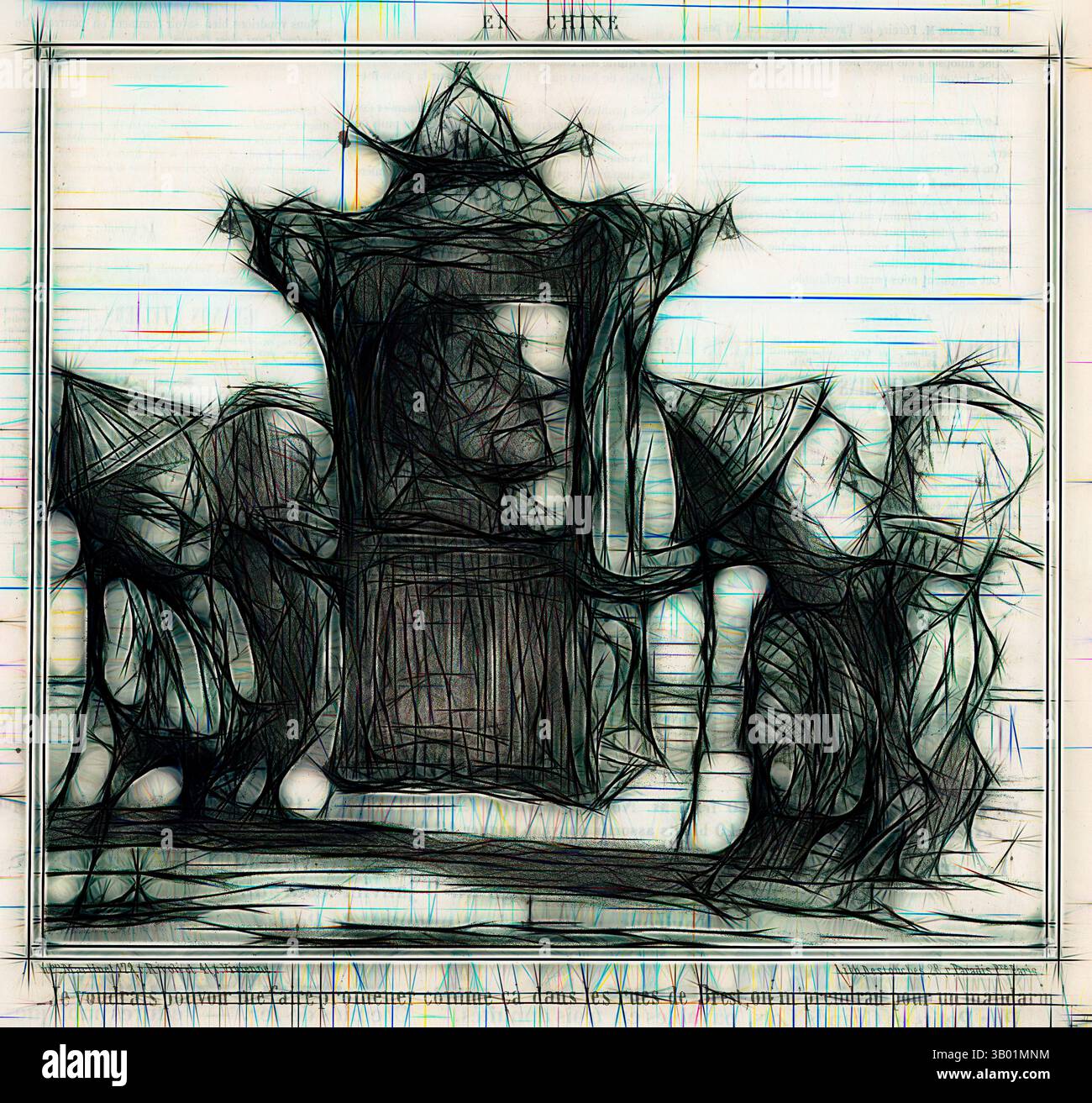 A stylized representation of a traditional structure, flanked by two ...