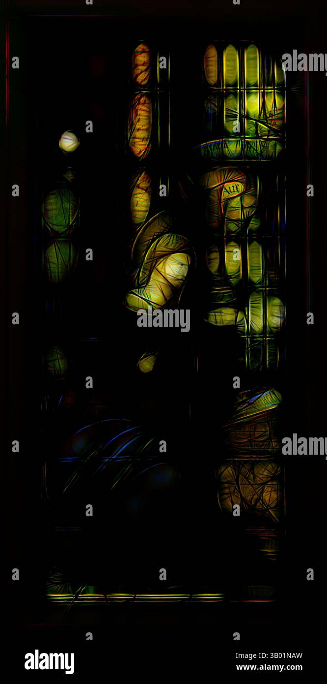 A mysterious scene featuring abstract shapes and shadows, evoking a ...