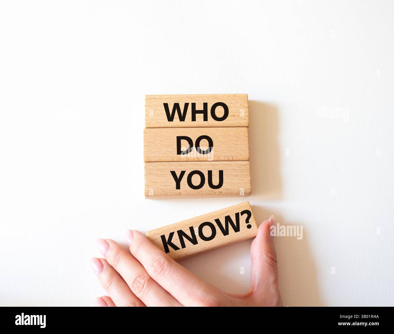 Who do you know symbol. Concept words Who do you know on wooden blocks ...