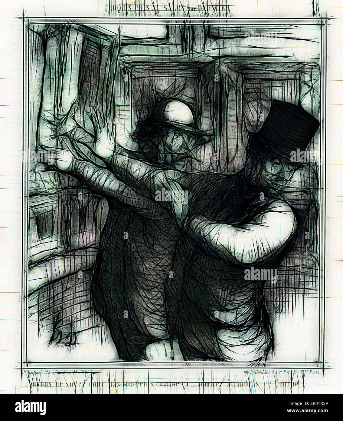 Two elegantly dressed figures engage in a dynamic pose, their movements ...