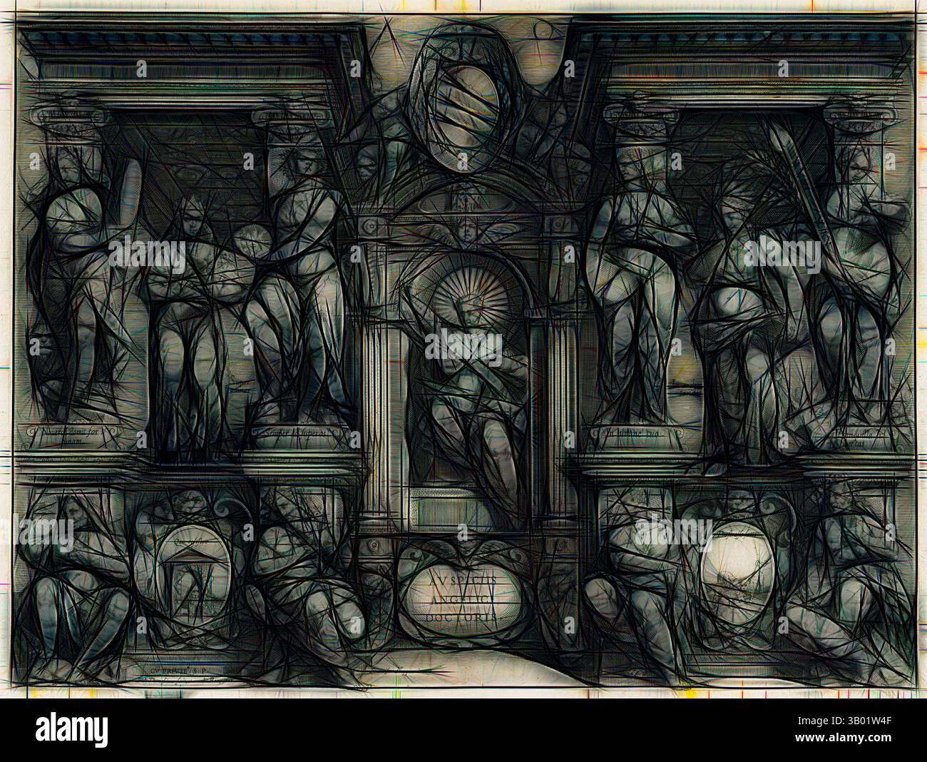 A dynamic arrangement of intricately crafted sculptures, depicting ...