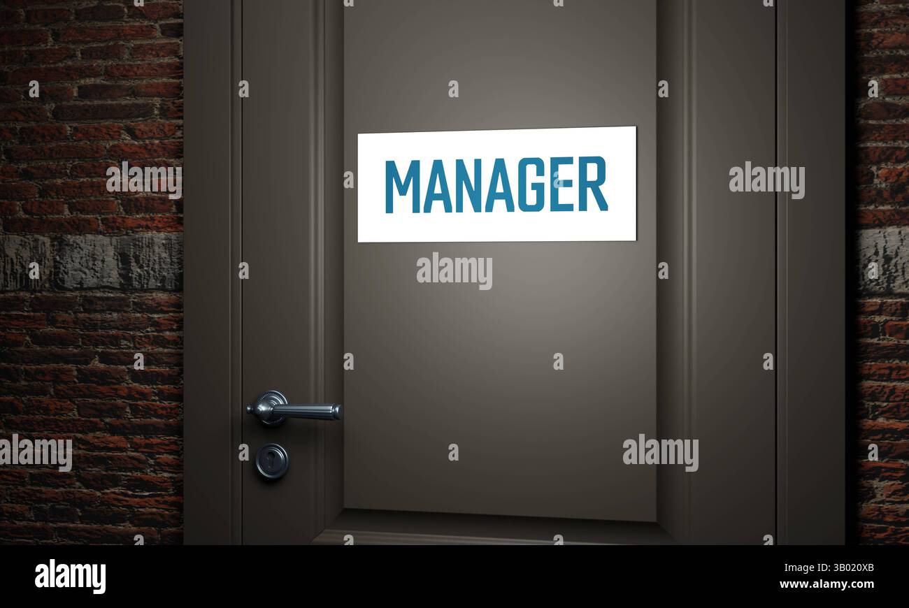 Manager sign. Manager sign. Gray door with a plate Manager . Coporate ...