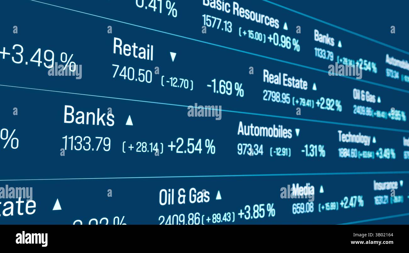 Ticker board sector market data hi-res stock photography and images - Alamy