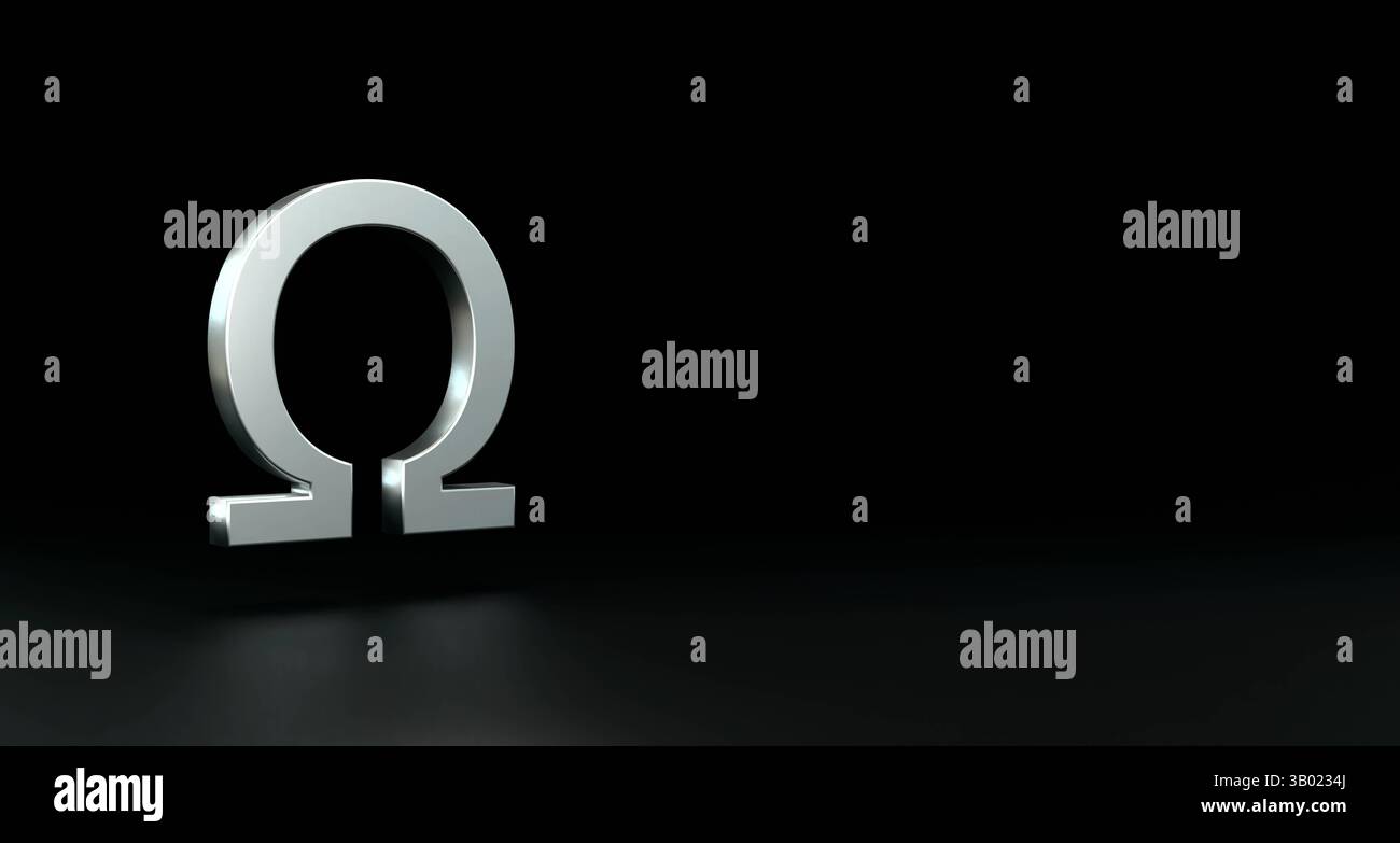 Silver shiny Omega symbol. Silver shiny Omega symbol. Mathematical sign ...