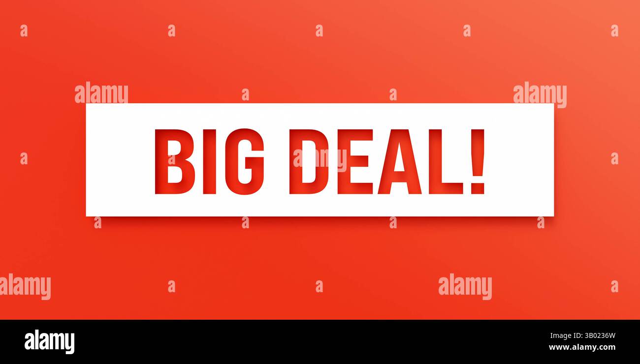 Big Deal Big Deal Die-cut letters on a red background. Sale, discount ...