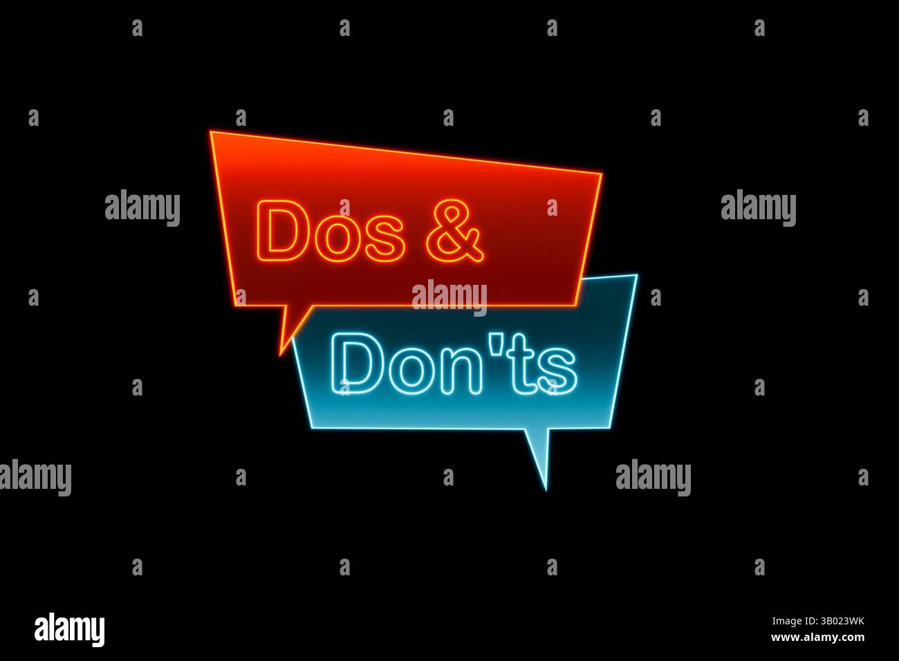 Dos and don ts. Dos and don ts. Illuminated neon speech bubble, orange ...