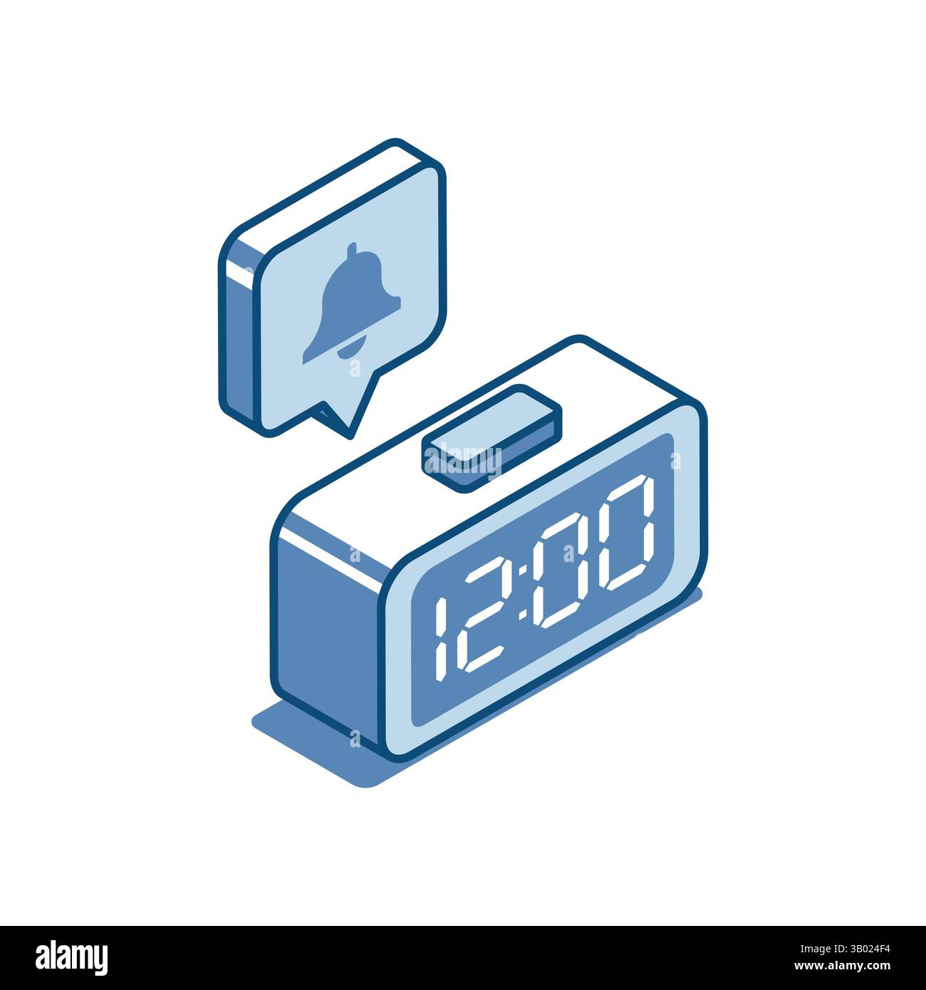 isometric vector electronic clock linear icon with a big button and ...