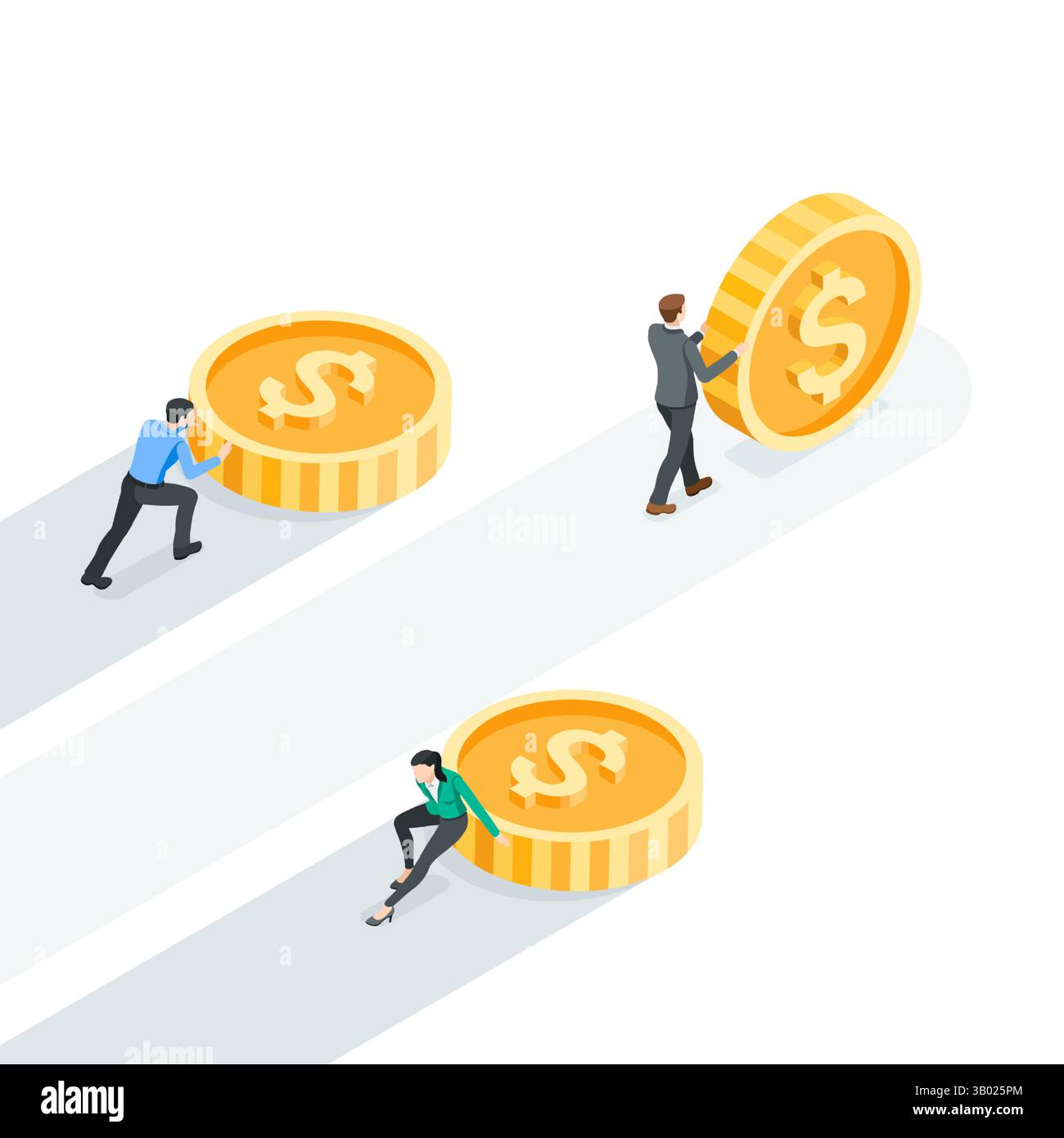 isometric vector concept on the topic of business competition or ...