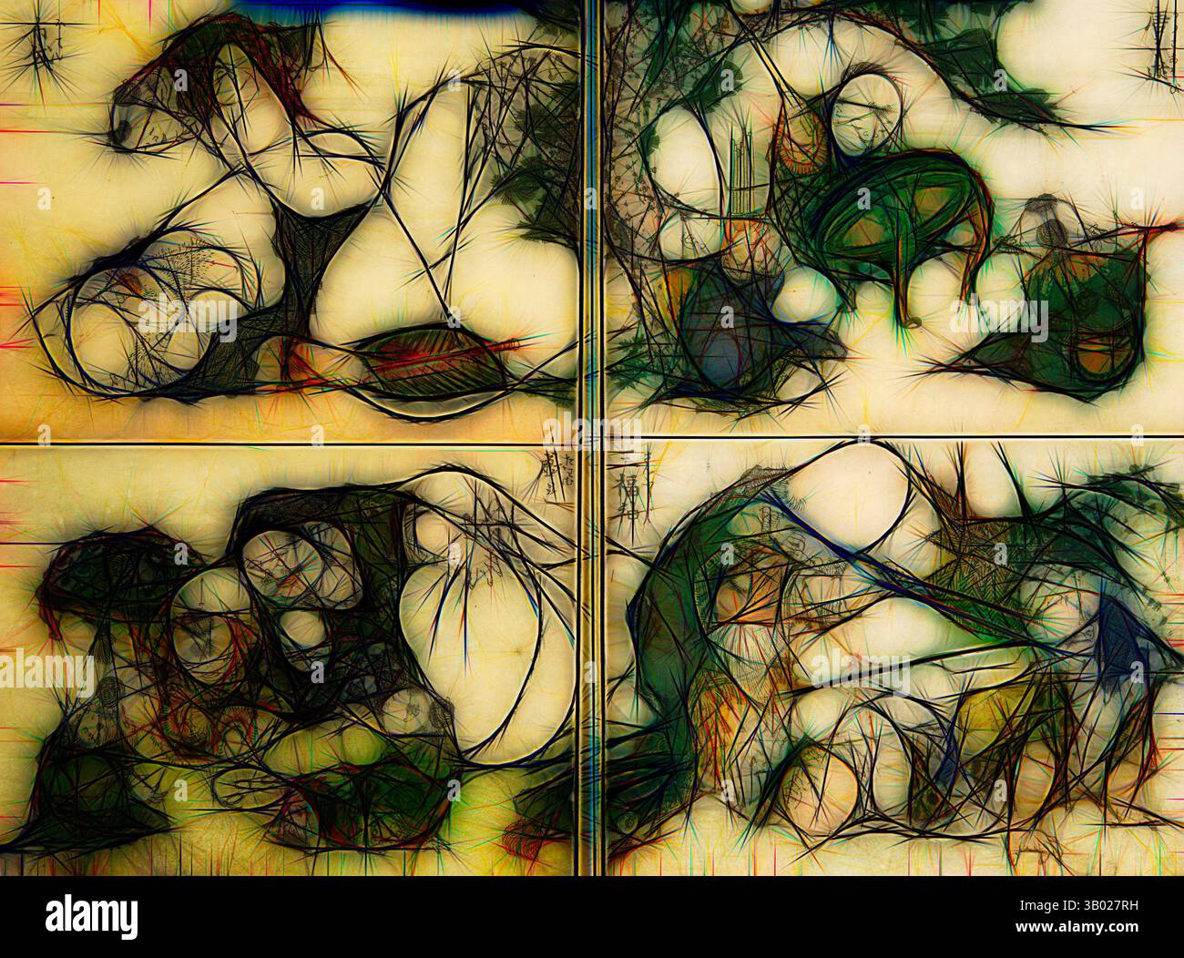 An abstract composition featuring intertwined forms, showcasing fluid ...