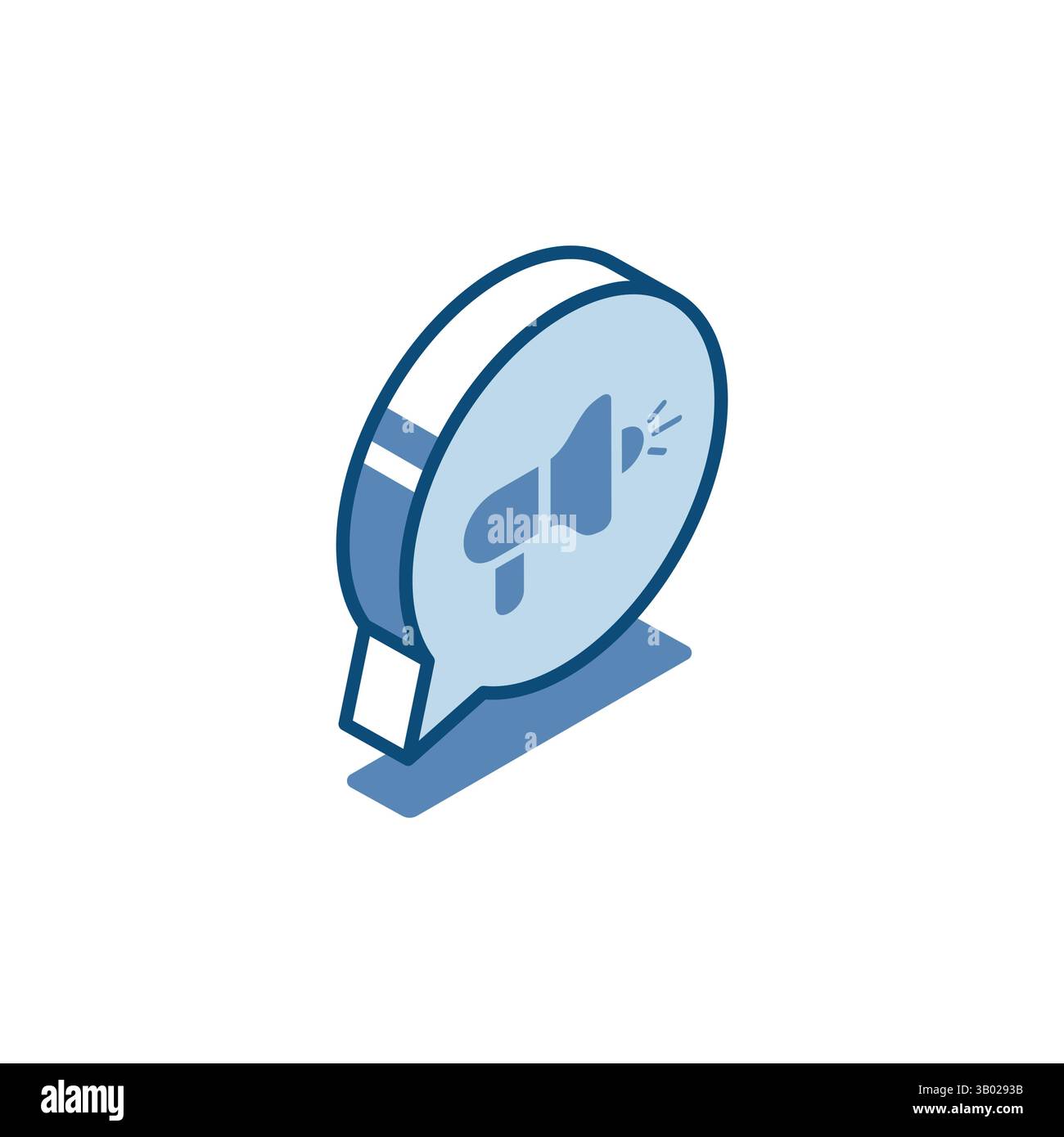 isometric vector linear icon of text bubble and loudspeaker image, in ...