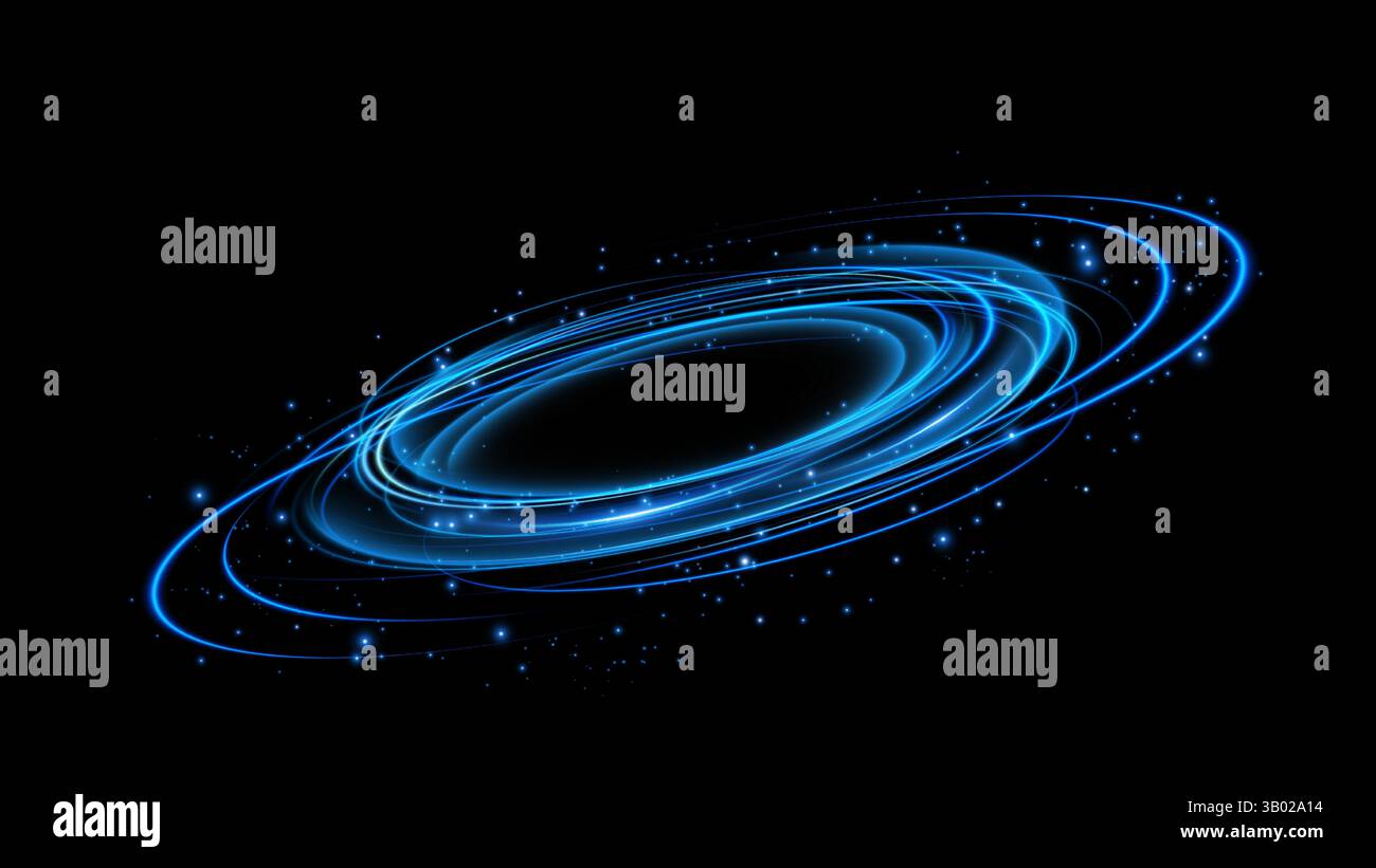 Vibrant and Exciting Blue Circular Energy Waves Set Against a Black ...
