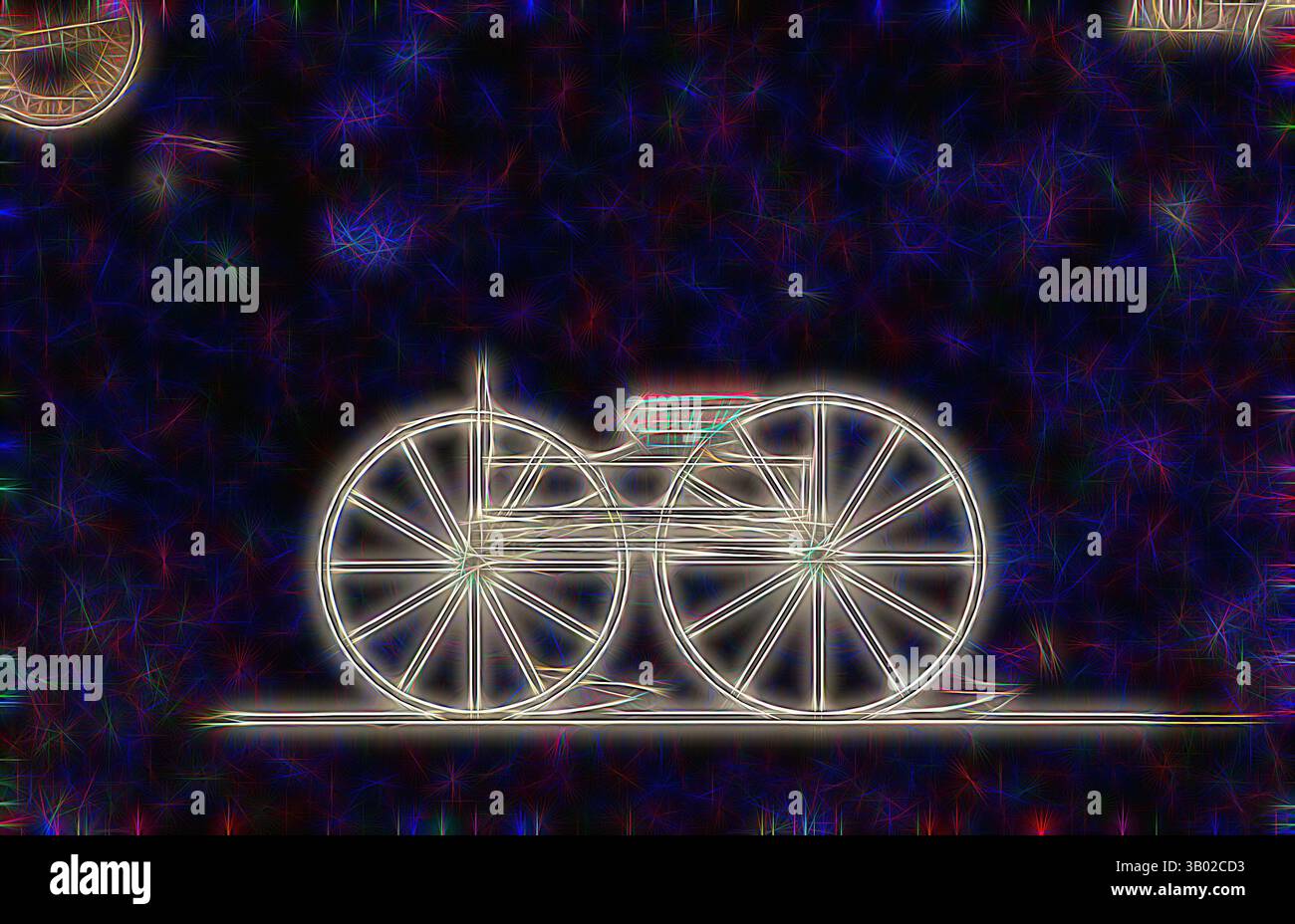 A stylized depiction of a vintage steam-powered locomotive, featuring ...