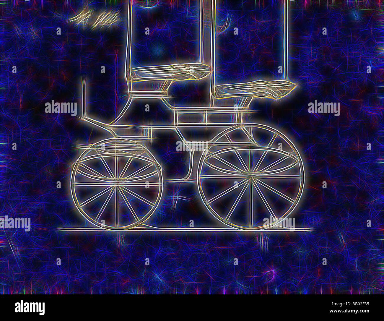 A stylized outline of a vintage bicycle, featuring intricate wheel ...