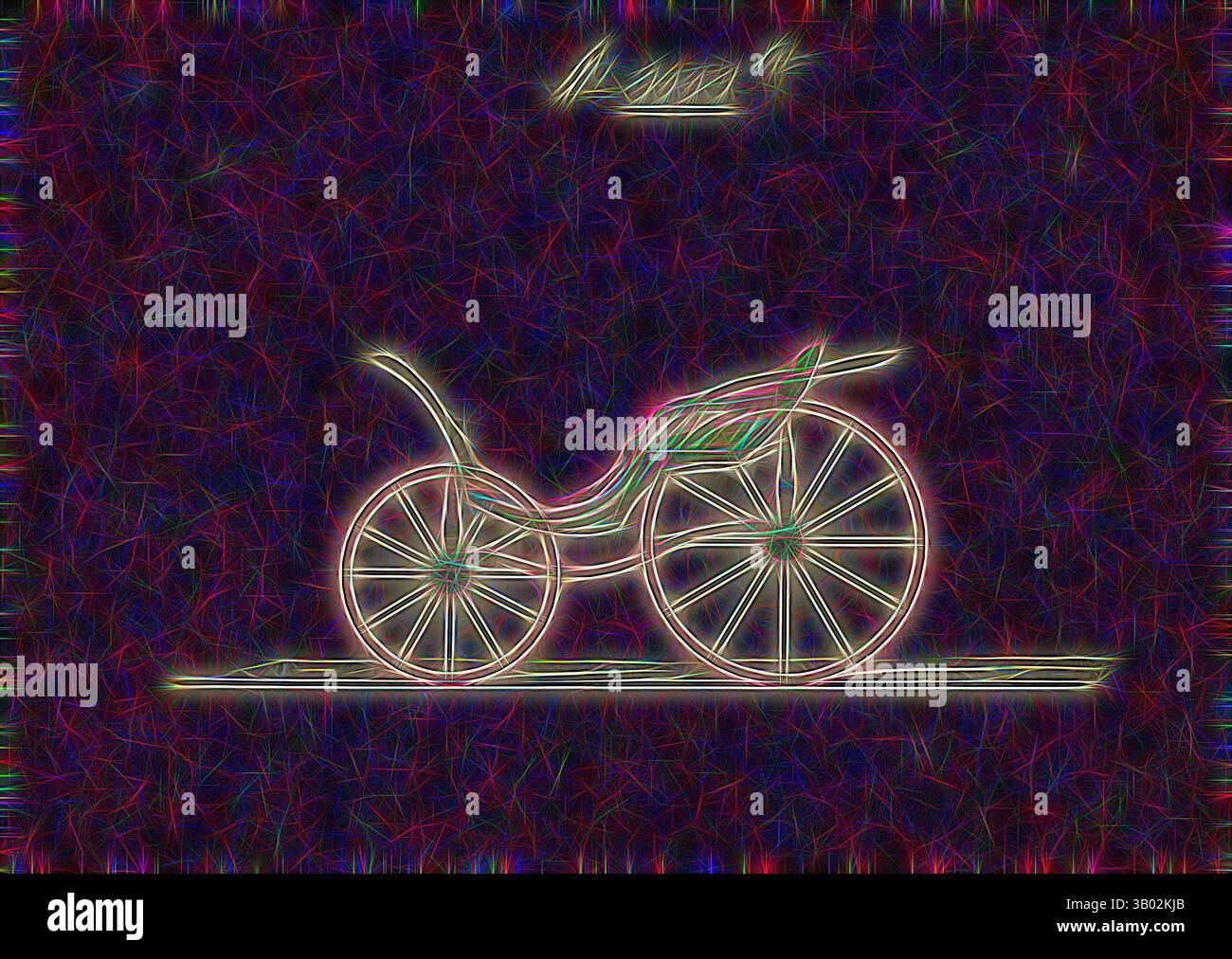 A stylized depiction of a vintage bicycle, featuring intricate wheel ...