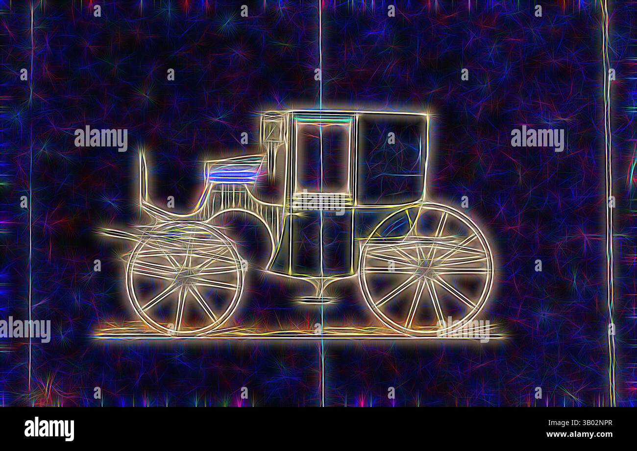 A vintage carriage with intricate wheel designs, highlighted by vibrant ...