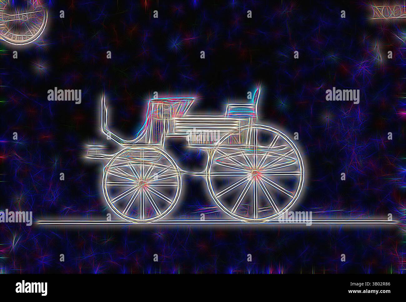 An intricately designed vintage carriage with large, spoked wheels, set ...